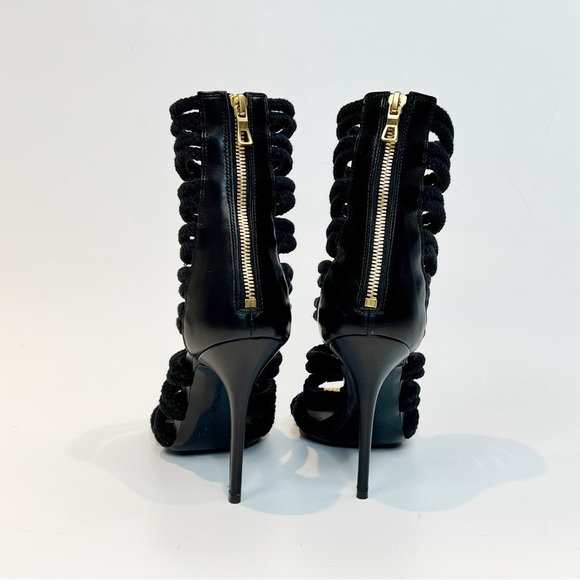 Balmain | Shoes | Balmain Hm Black And Gold Strappy Stiletto Heels Eur ...